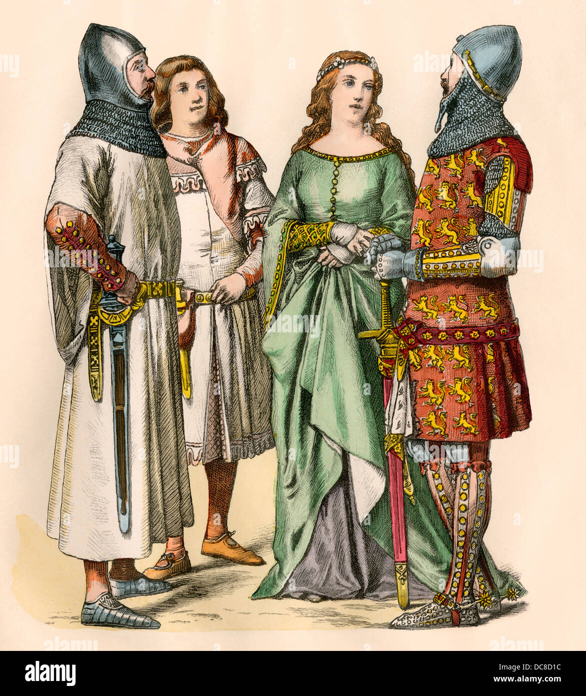 Gunther, rival King of Germany, a knight, attendant, and lady, 1300s ...