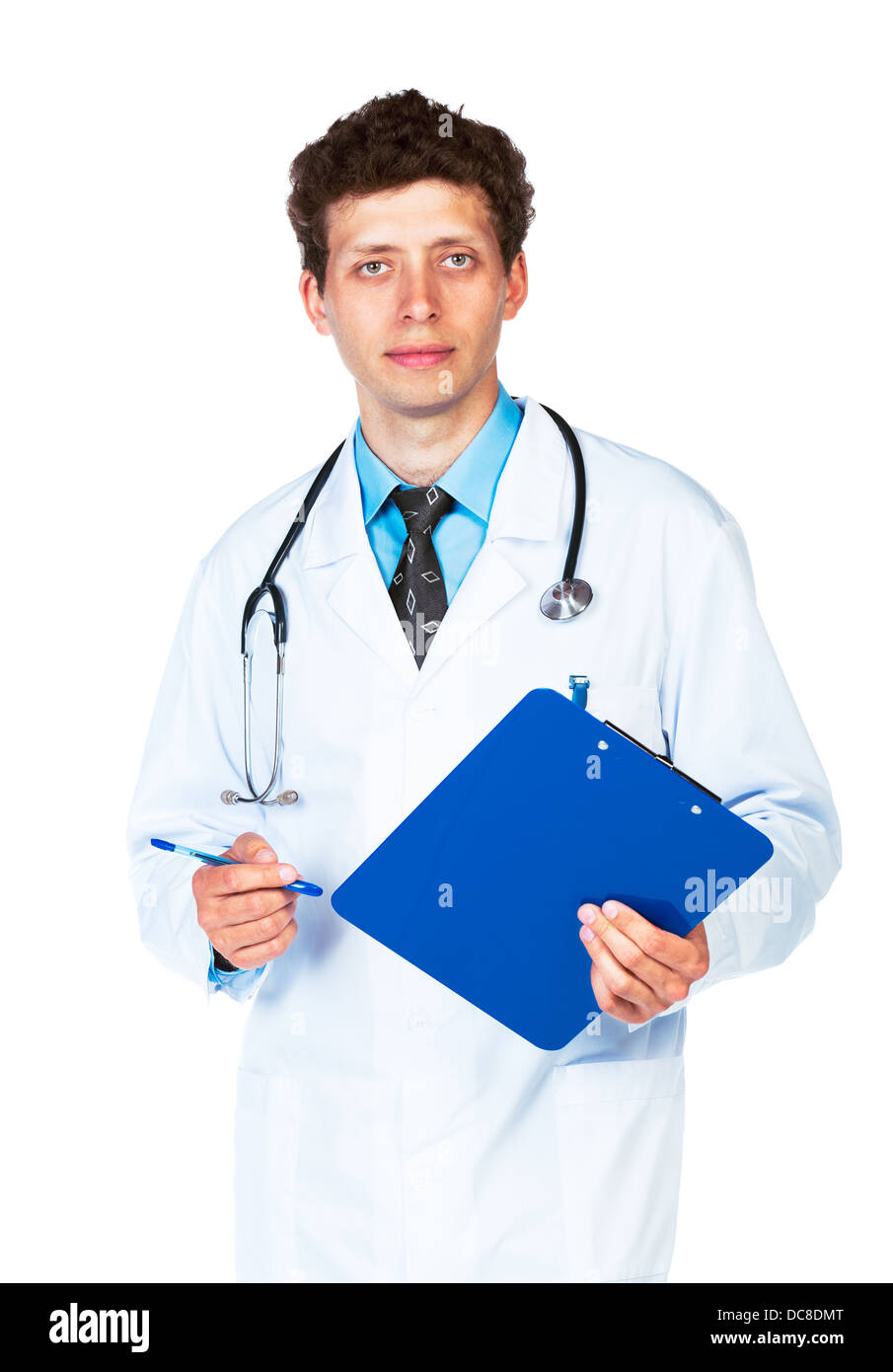 Doctor writing on medical chart Cut Out Stock Images & Pictures - Alamy