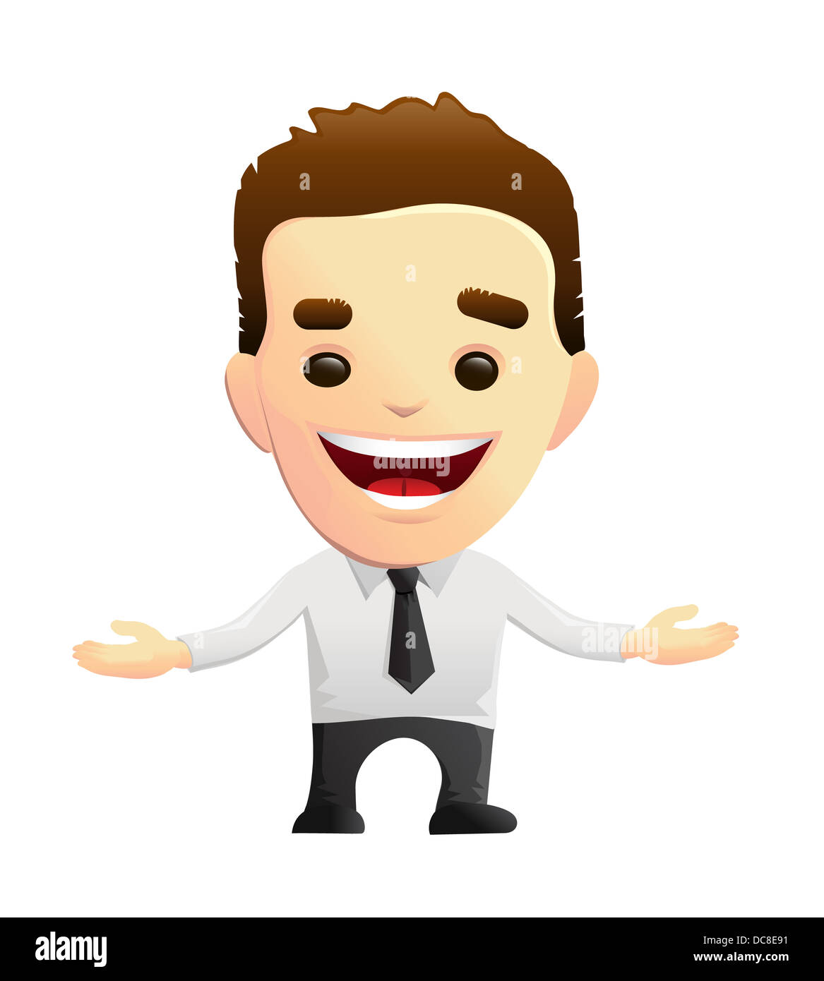 Smiling Businessman Character With Open Arms Stock Photo - Alamy