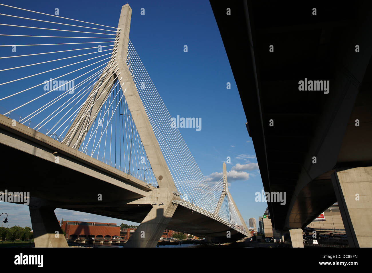 Leonard P. Zakim Bunker Hill Bridge over the Charles River in Boston ...