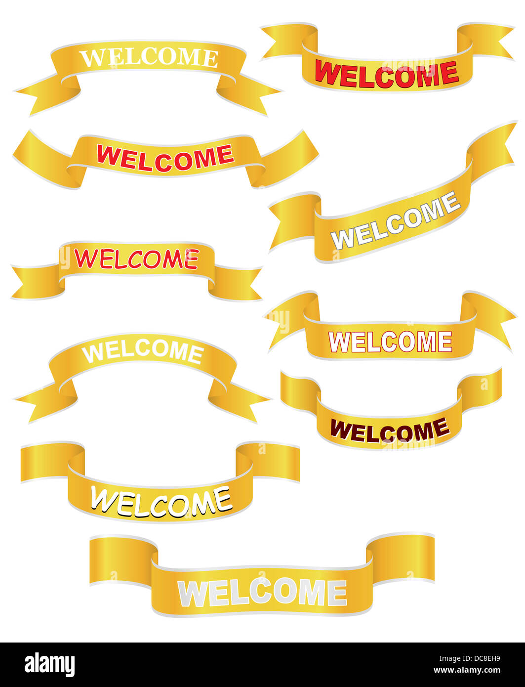 set of welcome banners over white Stock Photo - Alamy