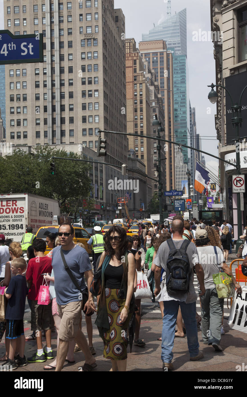 The sidewalks are always crowded by Harold Square where 6th Ave, 34th ...