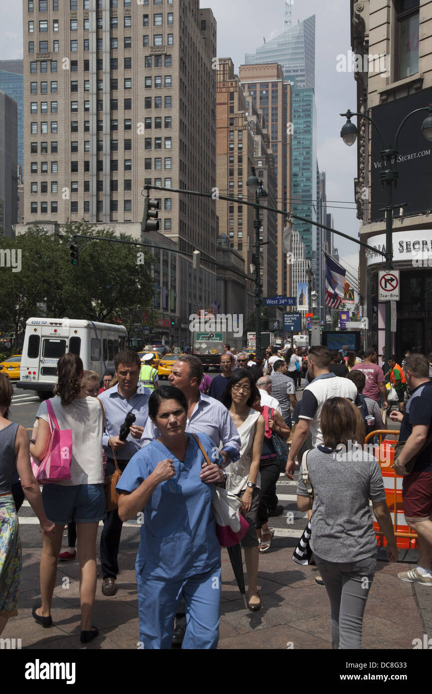 The sidewalks are always crowded by Harold Square where 6th Ave, 34th ...