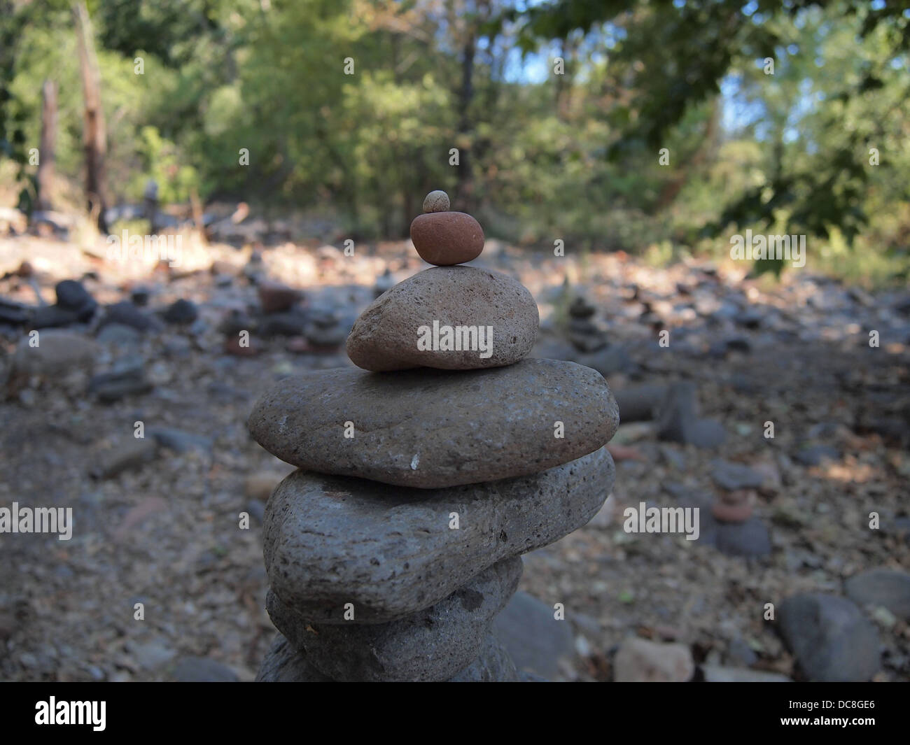 Stone stack along the trail to Cathedral Rock, a magnetic (female ...