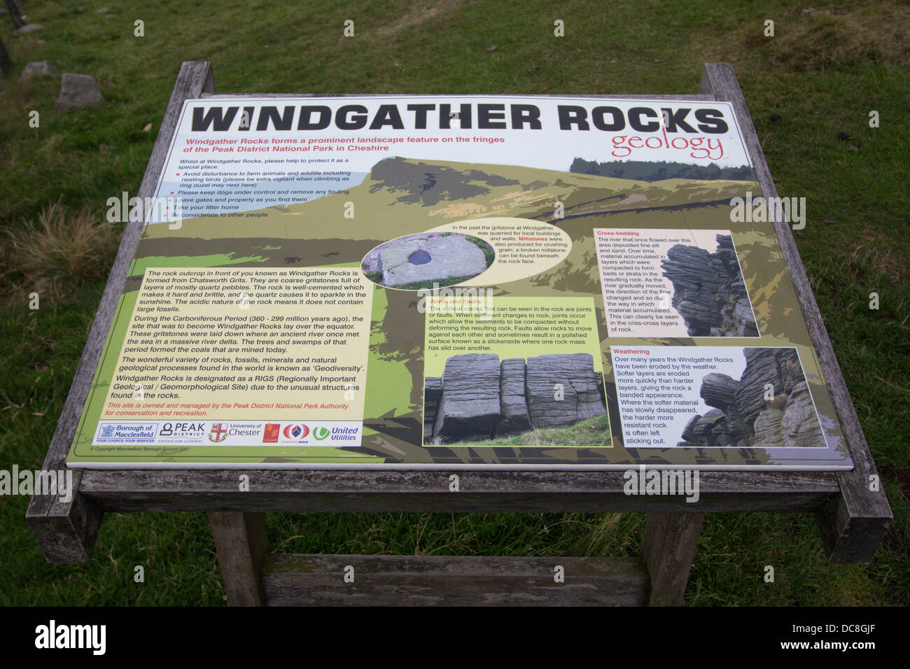 windgather rocks information plaque derbyshire peak district england uk ...