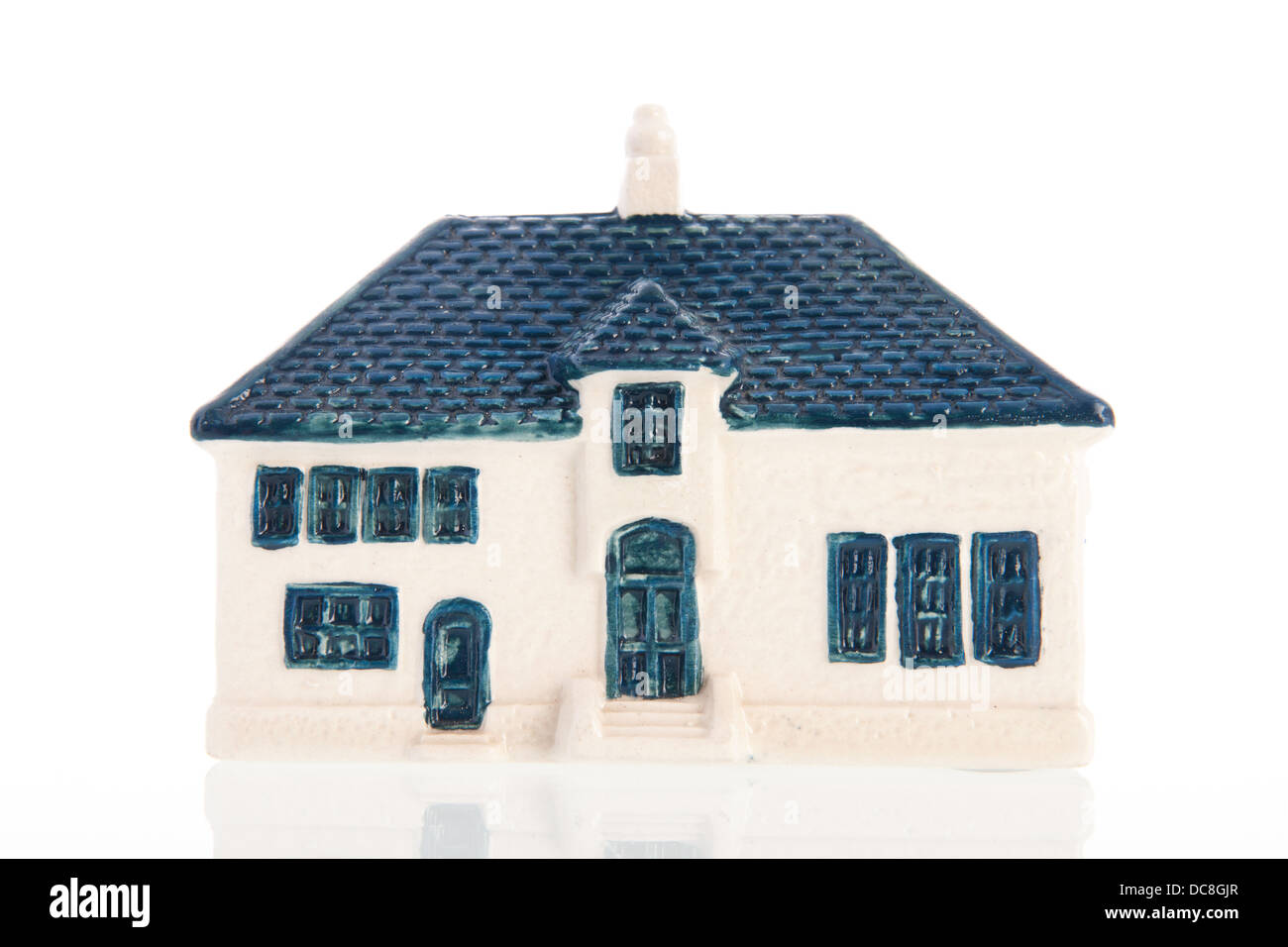 Isolated school building in blue and white Stock Photo - Alamy