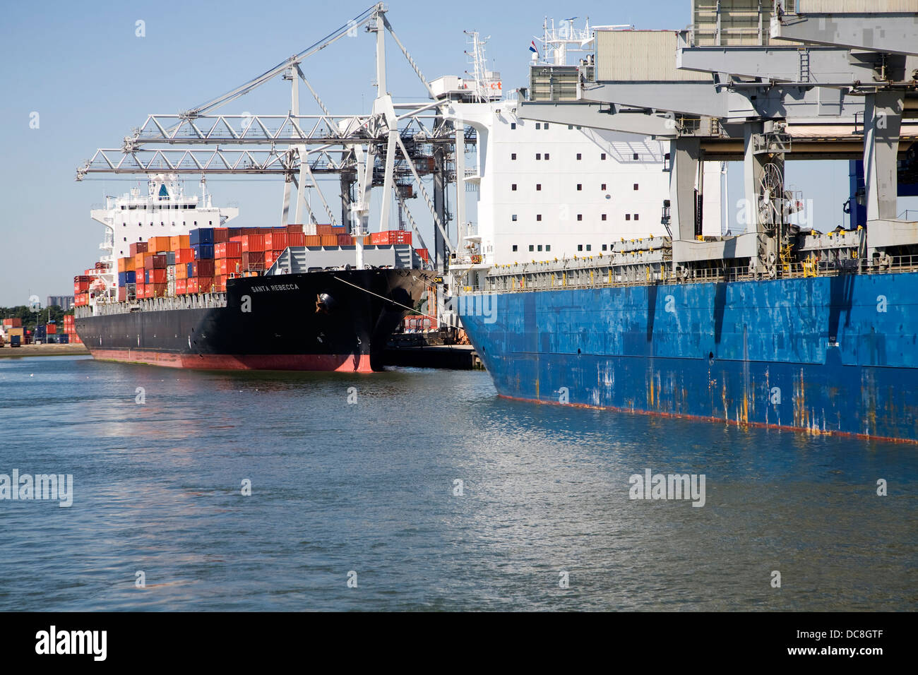 Container ships Port of Rotterdam, Netherlands Stock Photo - Alamy