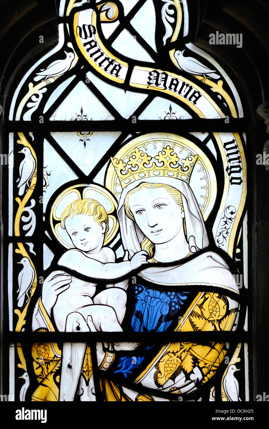 Rochester, Kent, England, UK. Rochester Cathedral: stained glass window ...