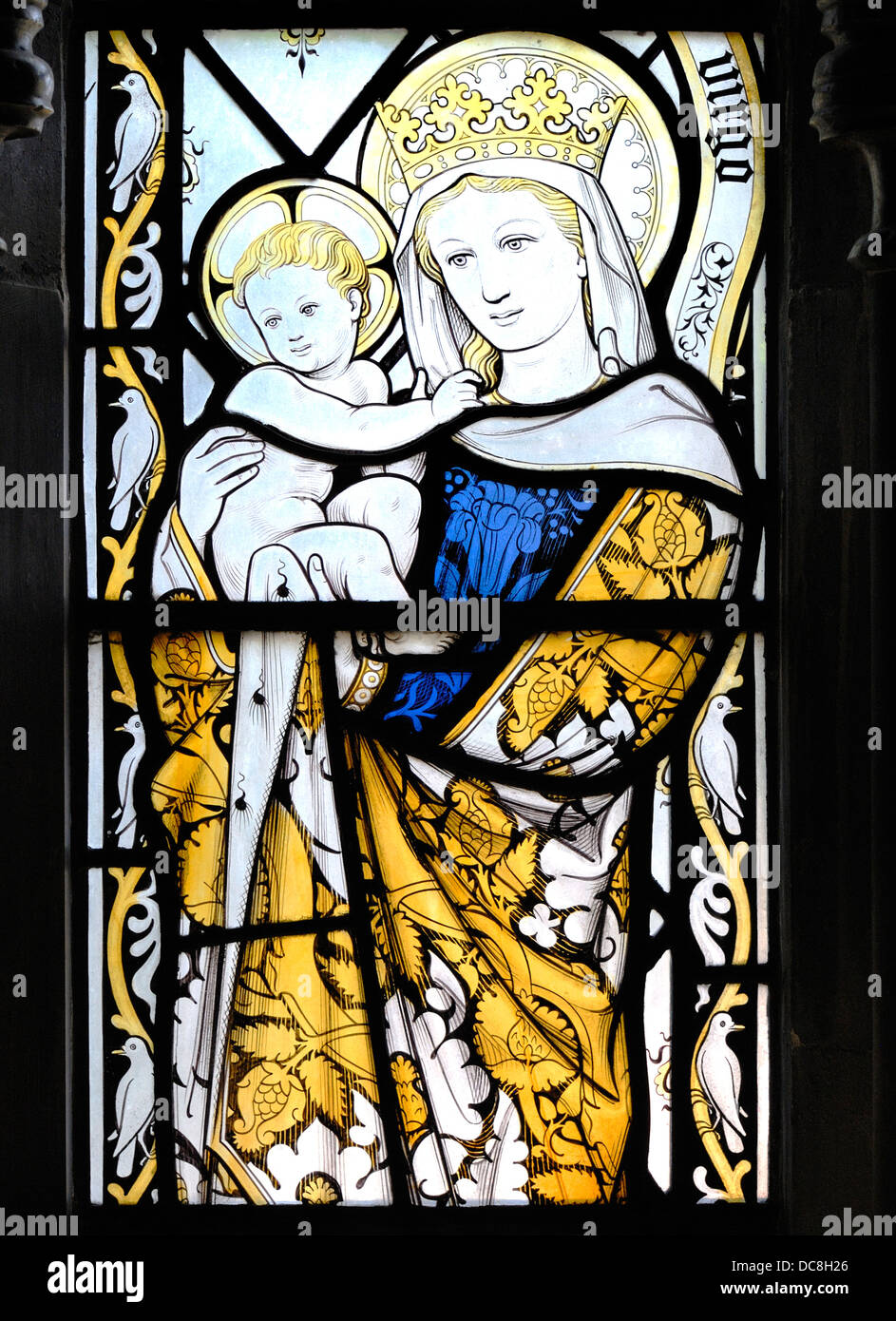 Rochester, Kent, England, UK. Rochester Cathedral: stained glass window ...