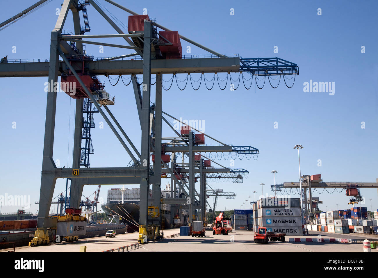 Cranes container ships Port of Rotterdam, Netherlands Stock Photo - Alamy