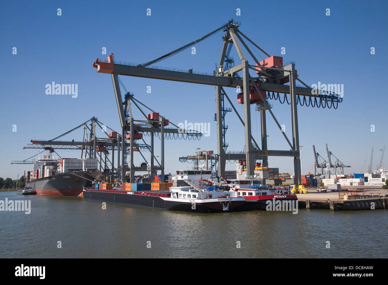 Cranes container ships Port of Rotterdam, Netherlands Stock Photo - Alamy