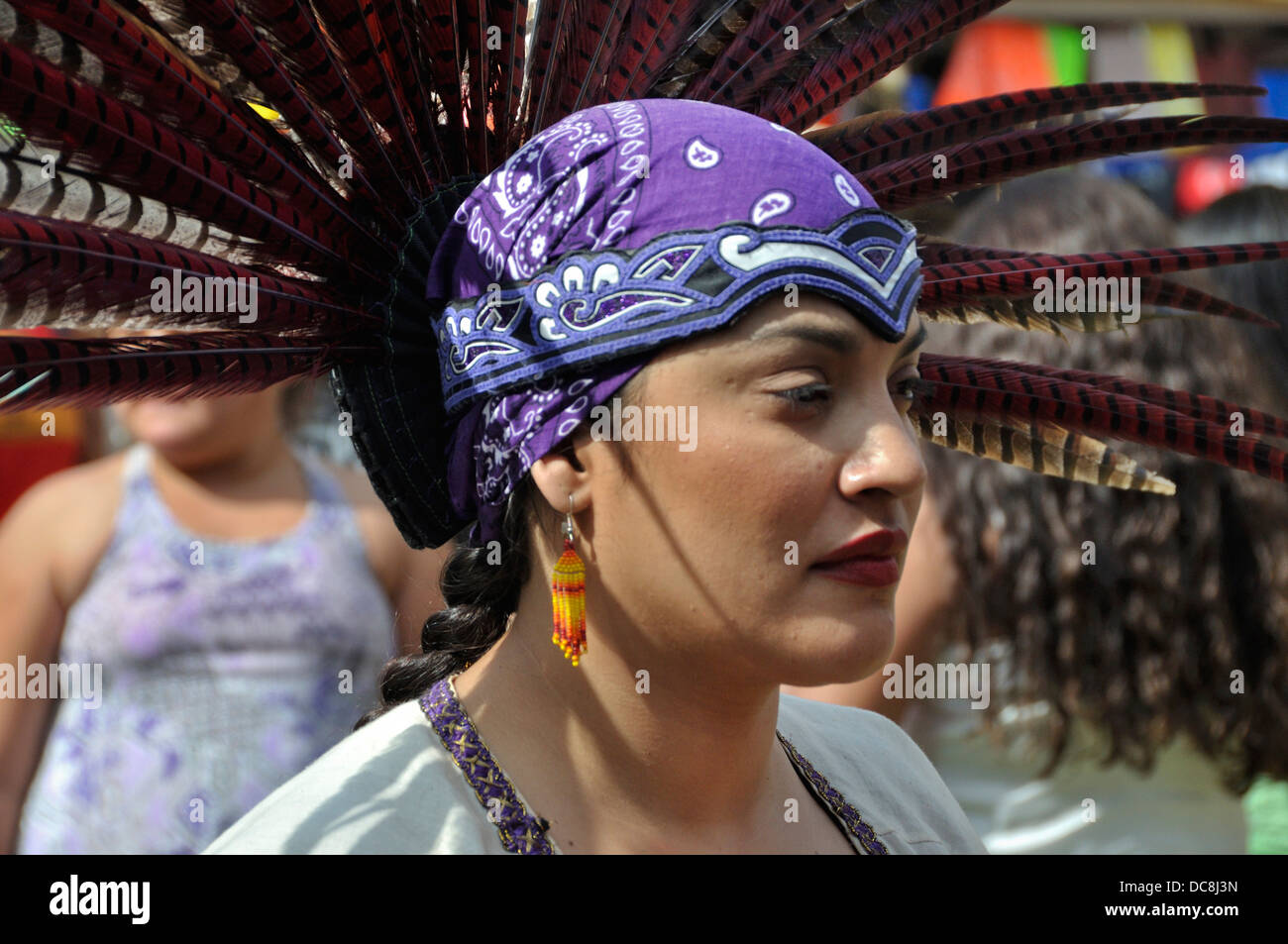 Cupa Day Festival, Pala Indian Reservation, Aztec dance troup, woman in ...