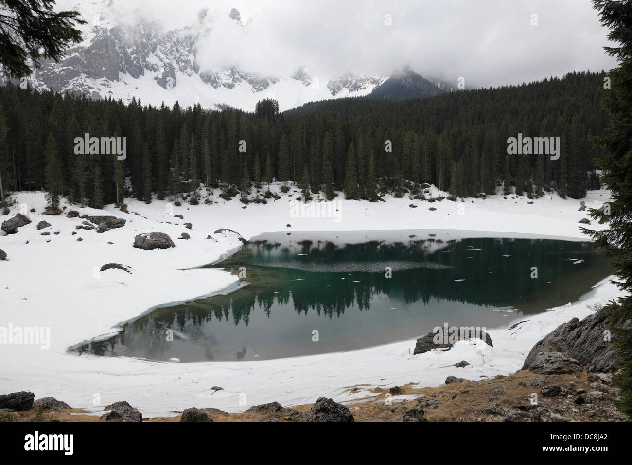 Beautiful scenery lake carezza hi-res stock photography and images - Alamy