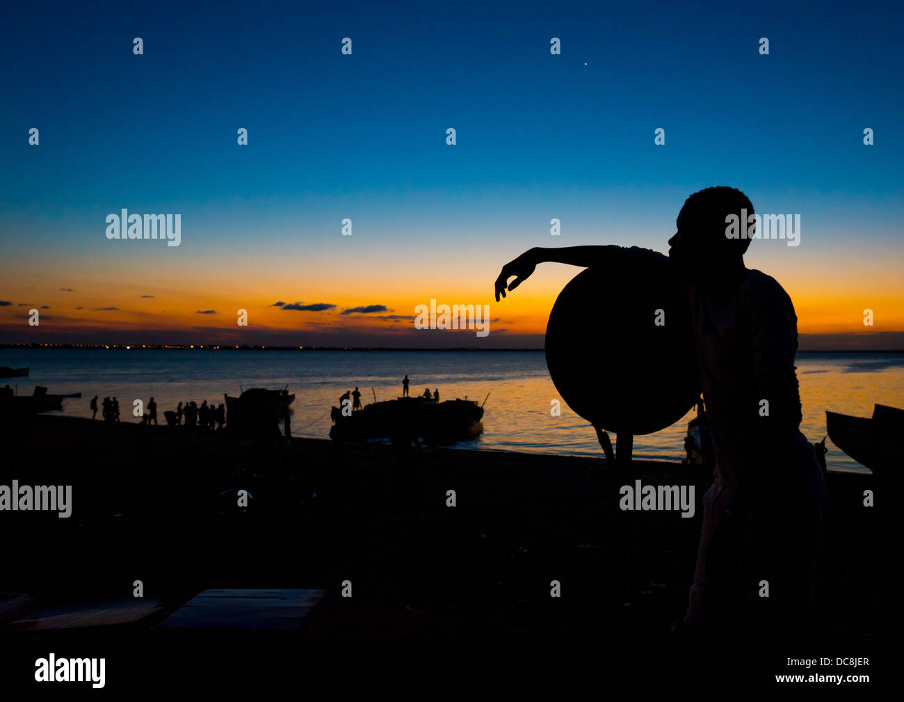 Man In The Sunset, Island Of Mozambique, Mozambique Stock Photo - Alamy
