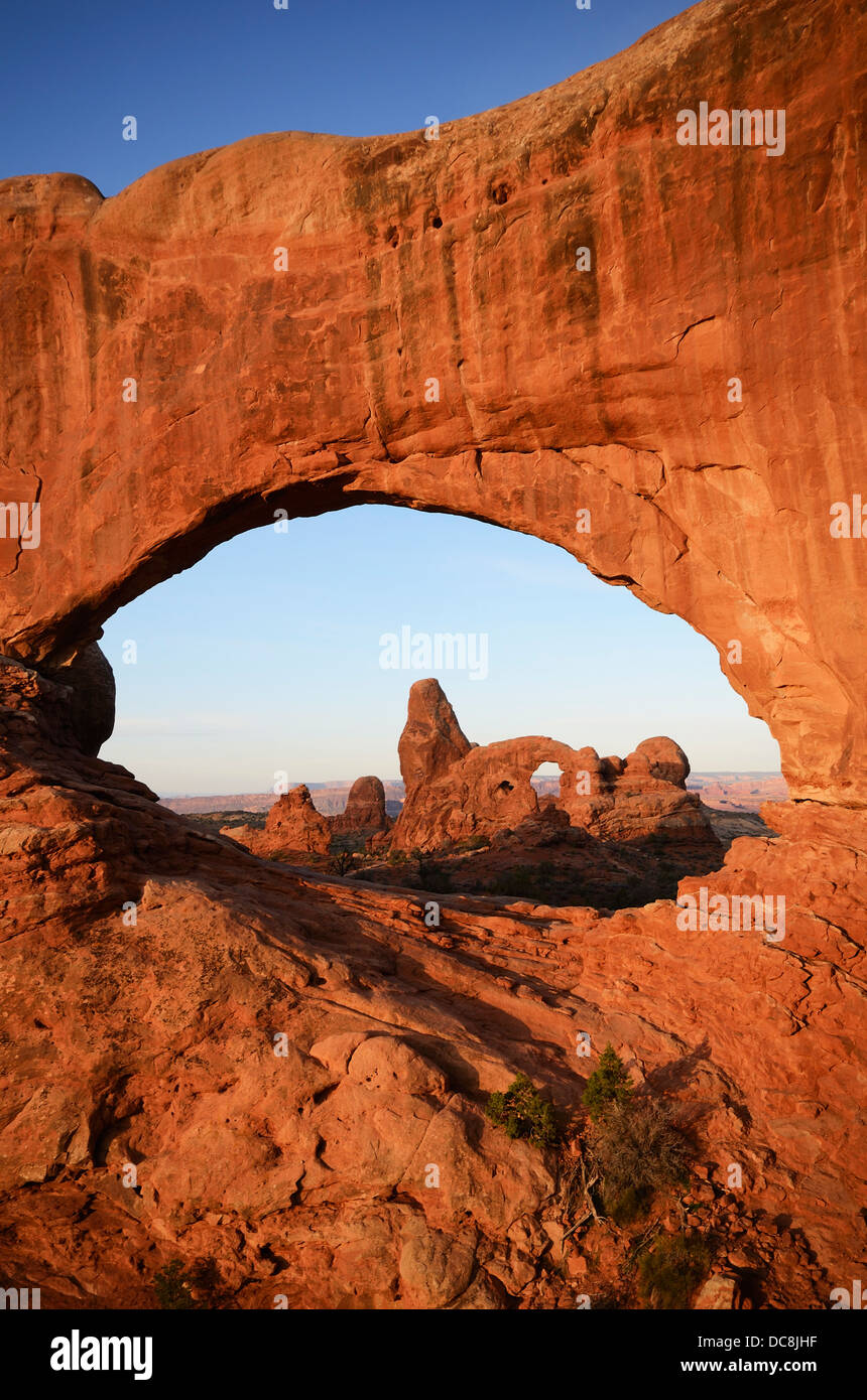 North Window and Turret Arch in Arches National Park, Moab, Utah, USA ...