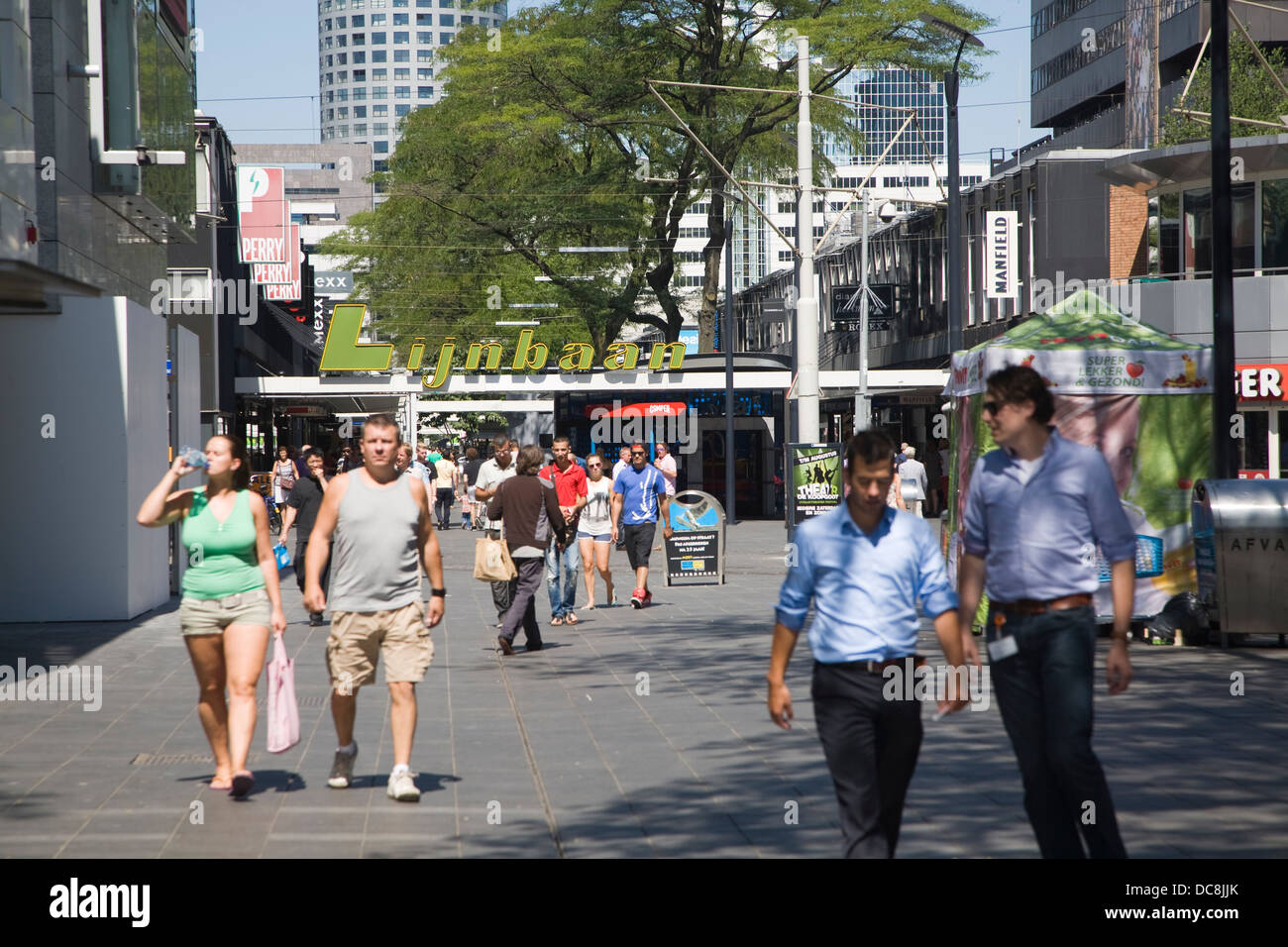 Lijnbaan pedestrianised shopping in central Rotterdam Netherlands ...