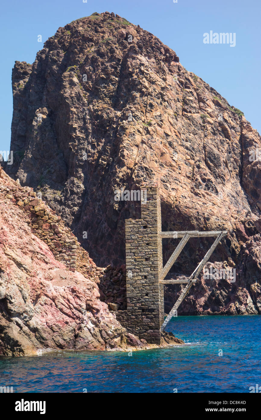 An old construction made for mining industry on the Greece island Milos ...