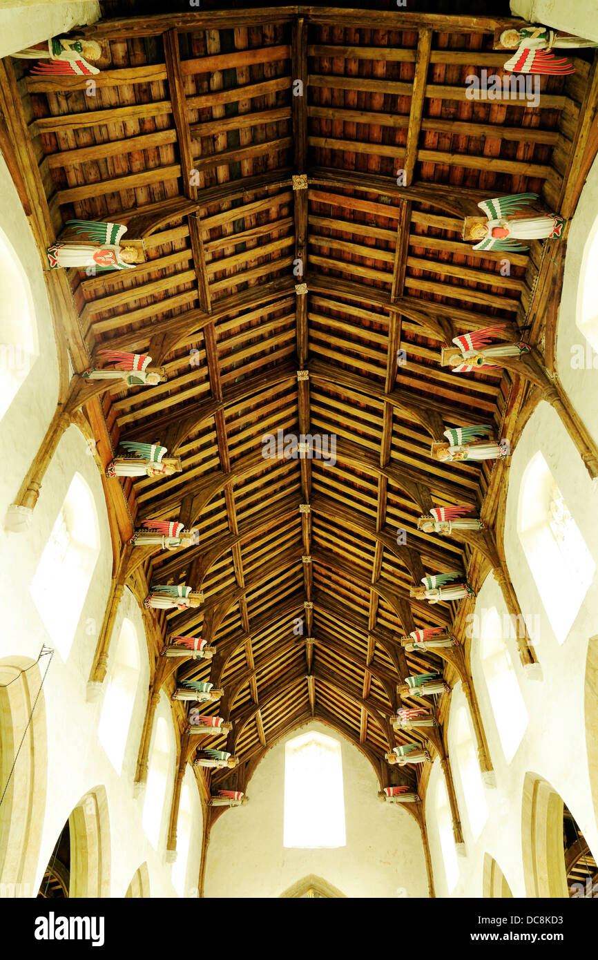 South Creake church, Norfolk, England UK, 15th century hammerbeam roof ...