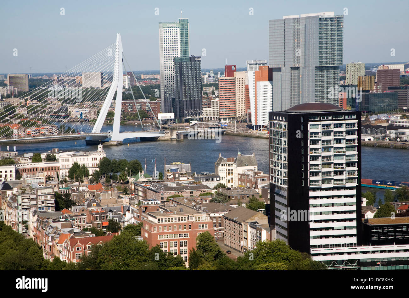 City centre buildings oblique aerial view Rotterdam Netherlands Stock ...