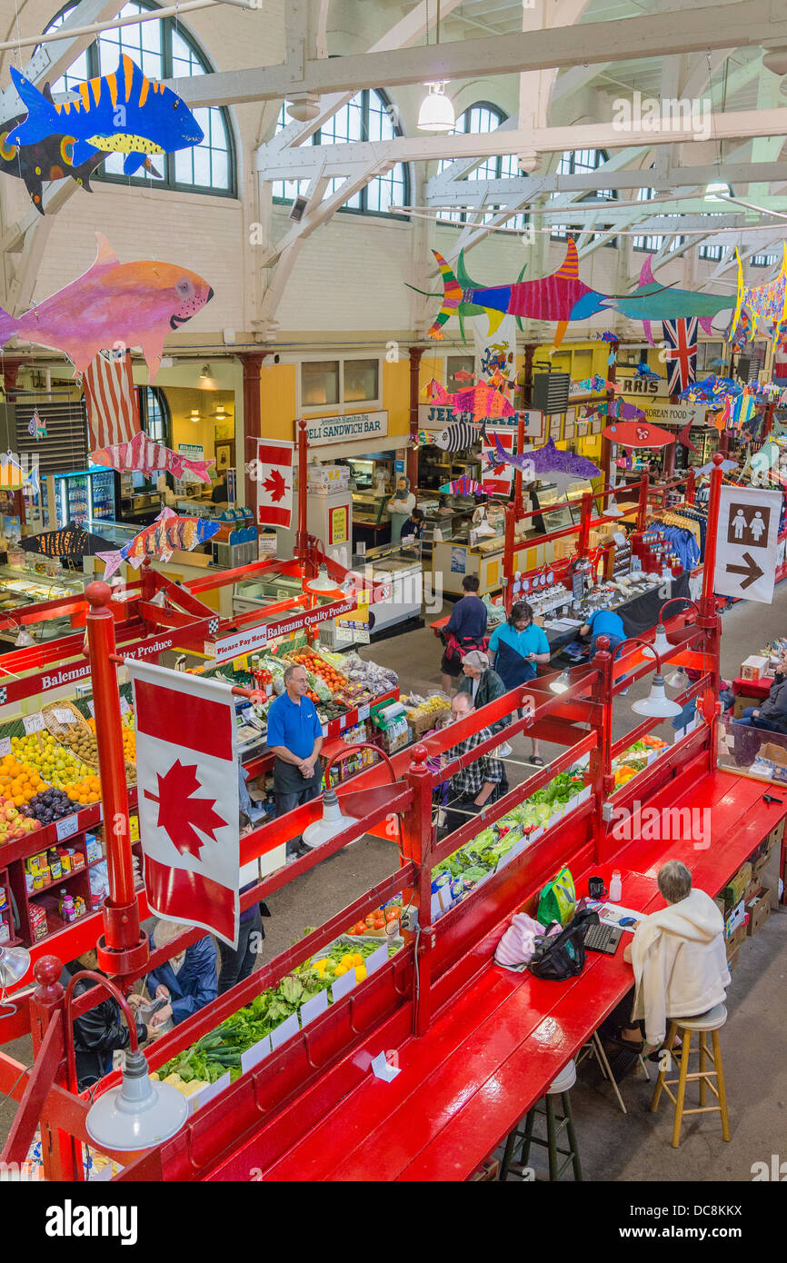 View of the historic Old City Market interior from above in St. John ...