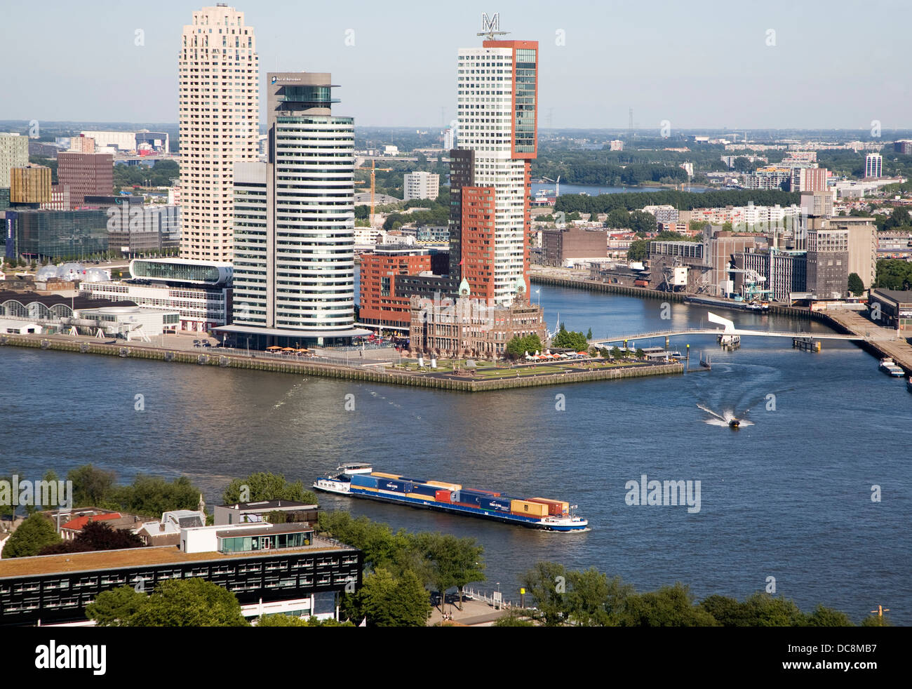 City centre buildings oblique aerial view Rotterdam Netherlands Stock ...