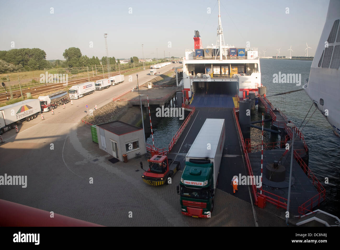 Ro-ro vehicle freight ferry HGV vehicles loading unloading Hoek van ...