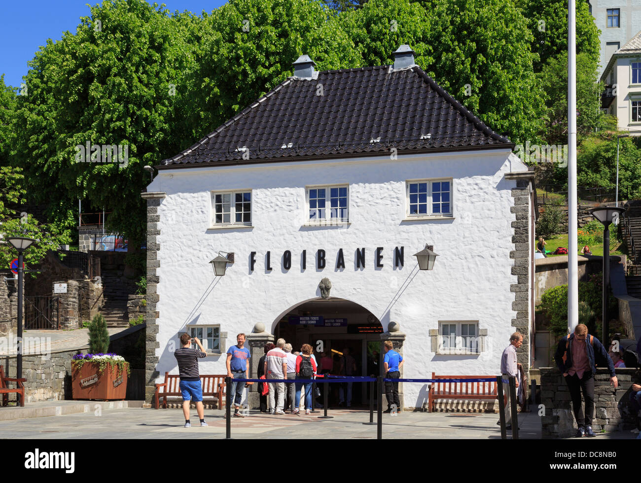 Floibanen funicular railway bottom station for Mount Floyen in Bergen ...