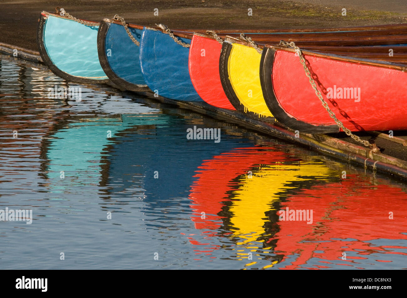 Colourful boats with reflections Stock Photo - Alamy