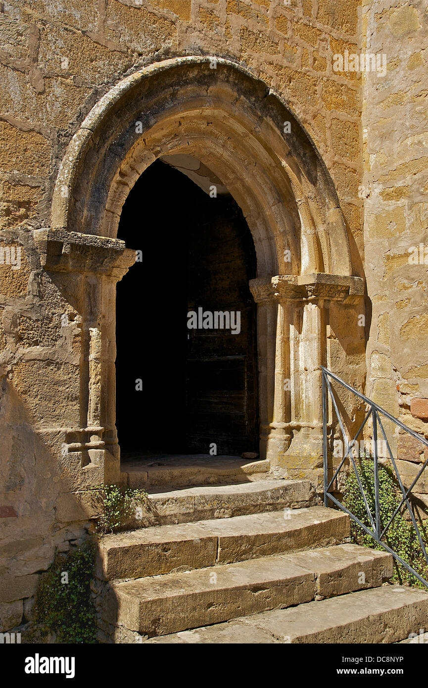 The gate of the church of Plazac, Dordogne, France. 14th-century Stock ...