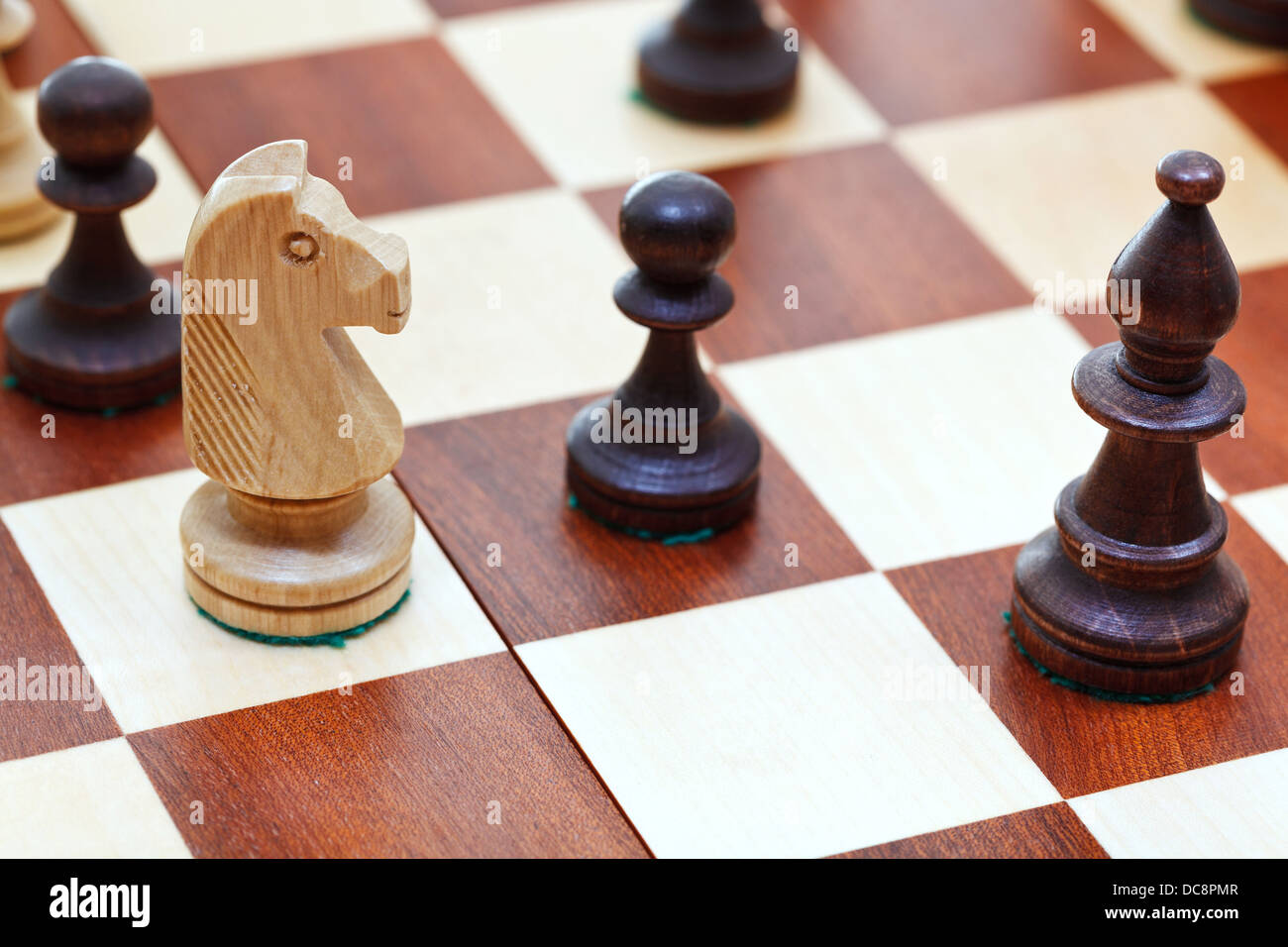 move of knight on chessboard close up Stock Photo - Alamy