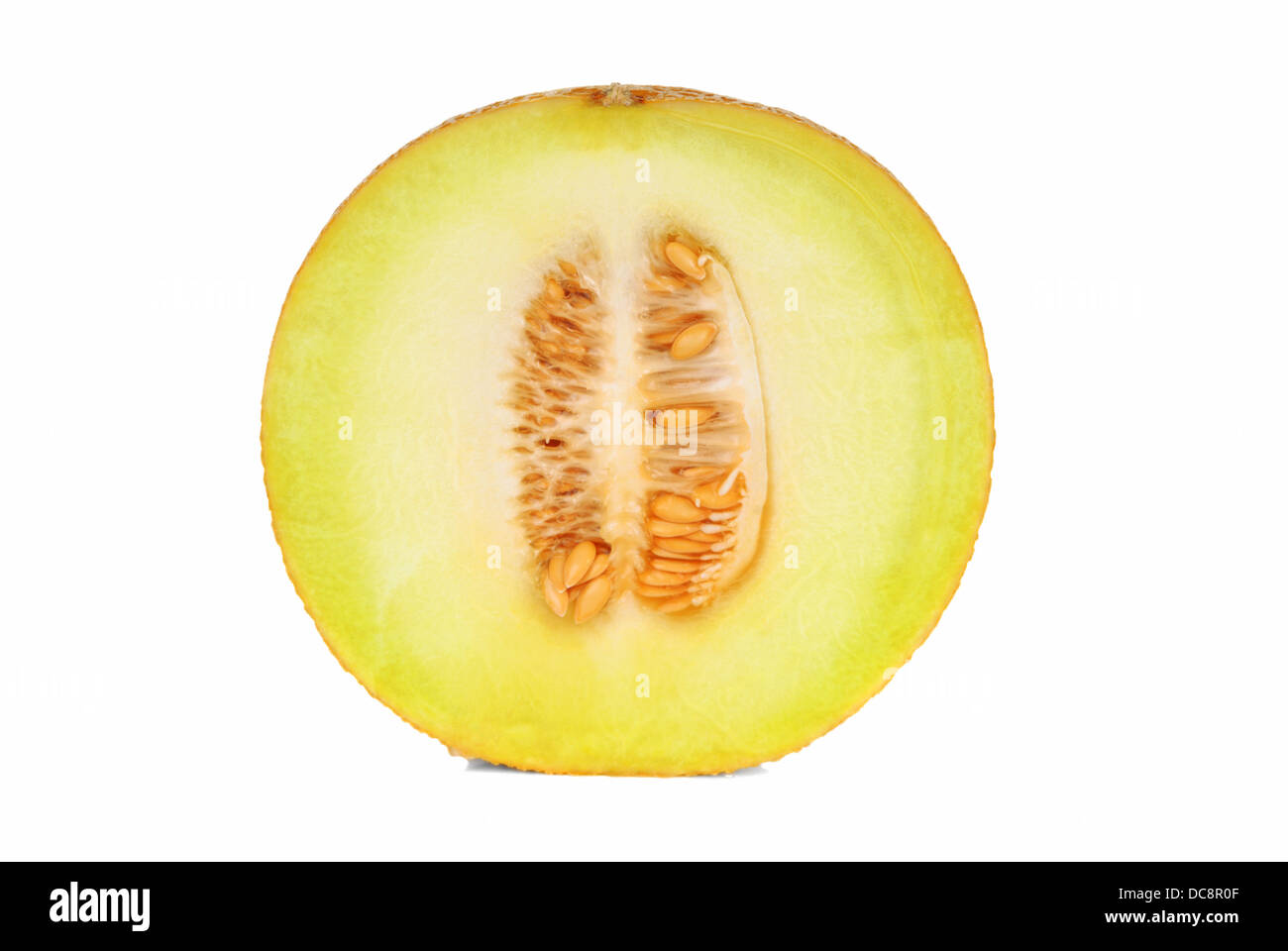 Half melon over white background Stock Photo - Alamy