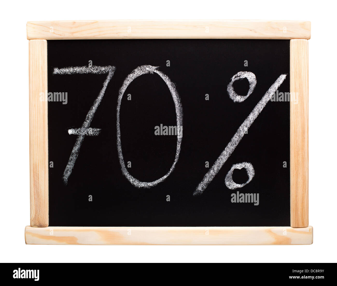 Seventy percent written on blackboard Stock Photo - Alamy