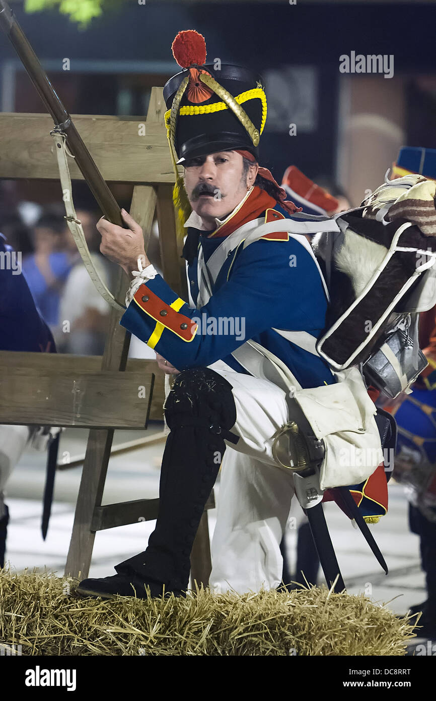 French soldier firing from a barricade during the Representation of the ...