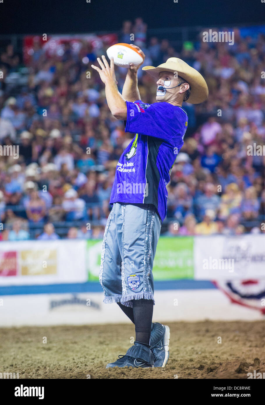 Rodeo Clown perform in the Reno Rodeo a Professional Rodeo held in Reno ...