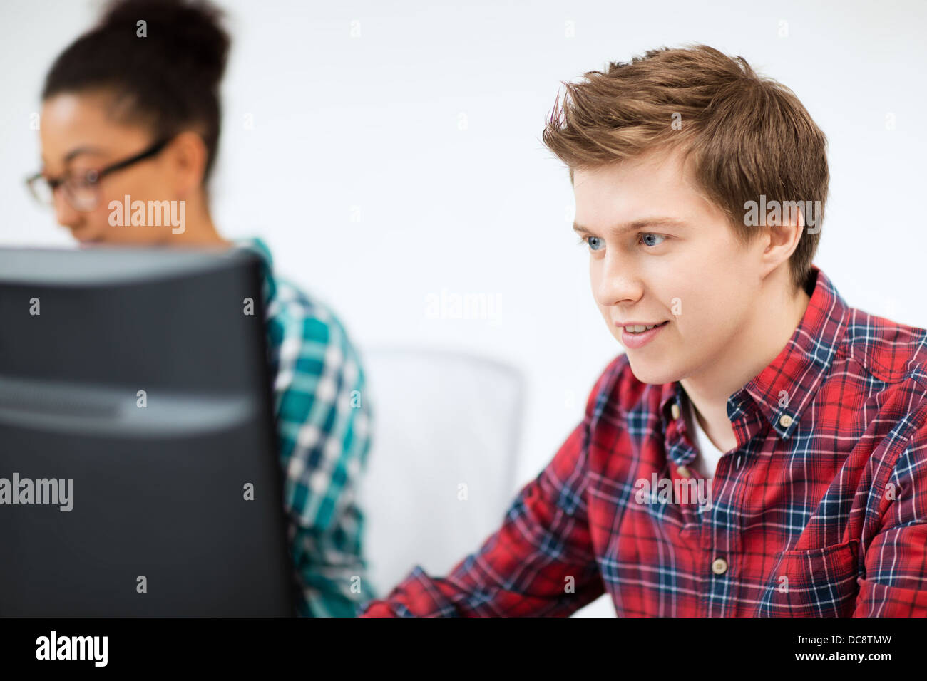 student with computer studying at school Stock Photo - Alamy