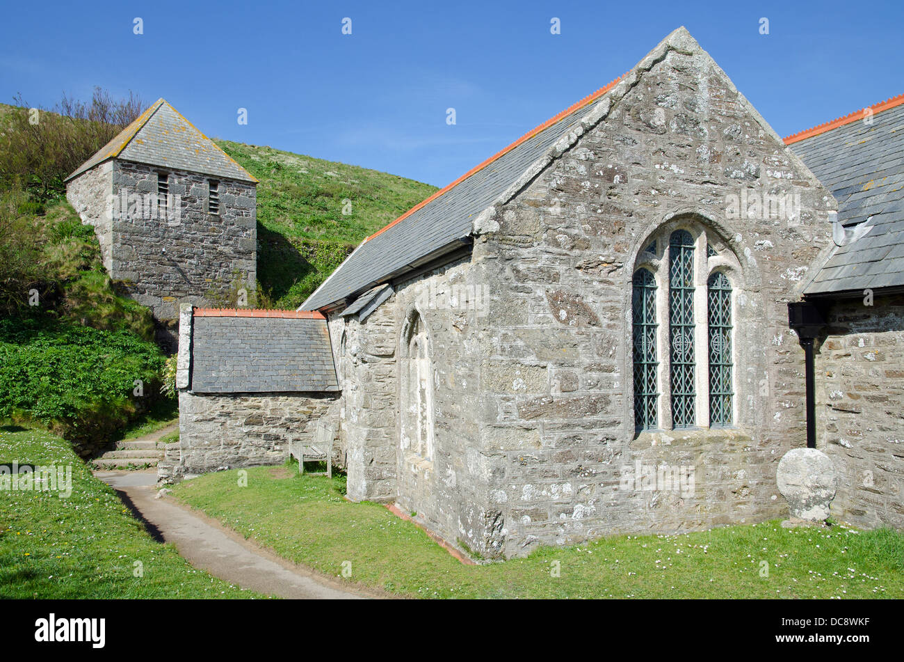 St. Winwaloe church at Gunwalloe near Helston, Cornwall, UK Stock Photo ...