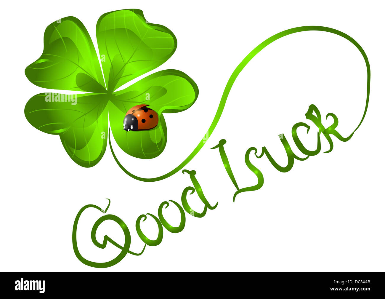 good luck. background with clover and ladybug Stock Photo - Alamy
