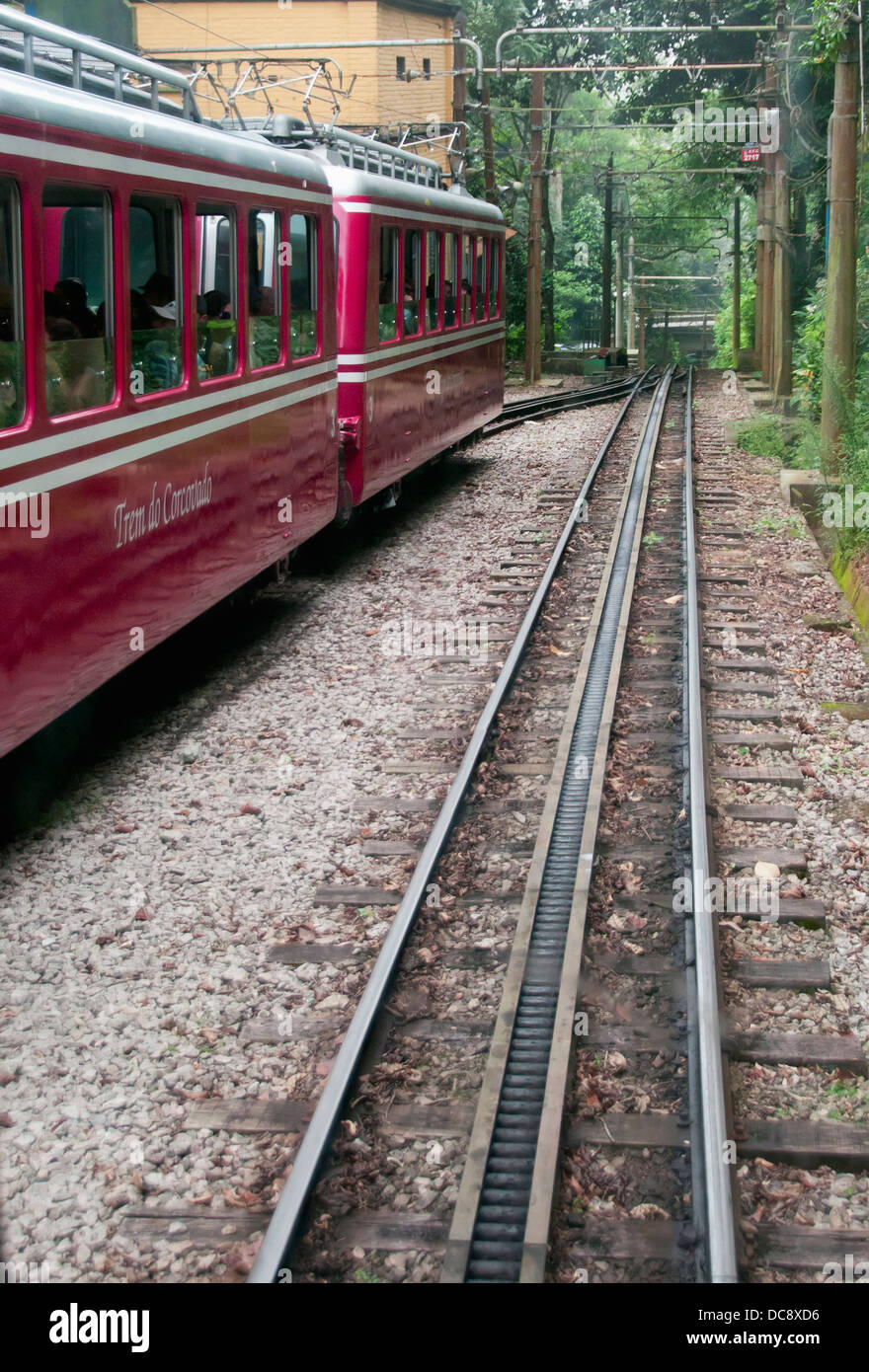 Corcovado Rack Train going to Christ the Redeemer Statue, Cosme Velho ...