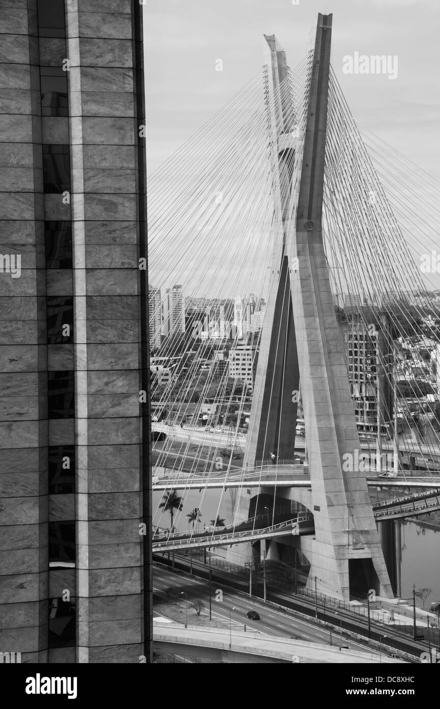 Octavio Frias de Oliveira Bridge, over the Pinheiros River; Sao Paulo ...