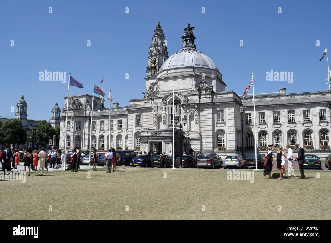 Cardiff City hall and student graduation ceremony, Wales UK Cathays ...