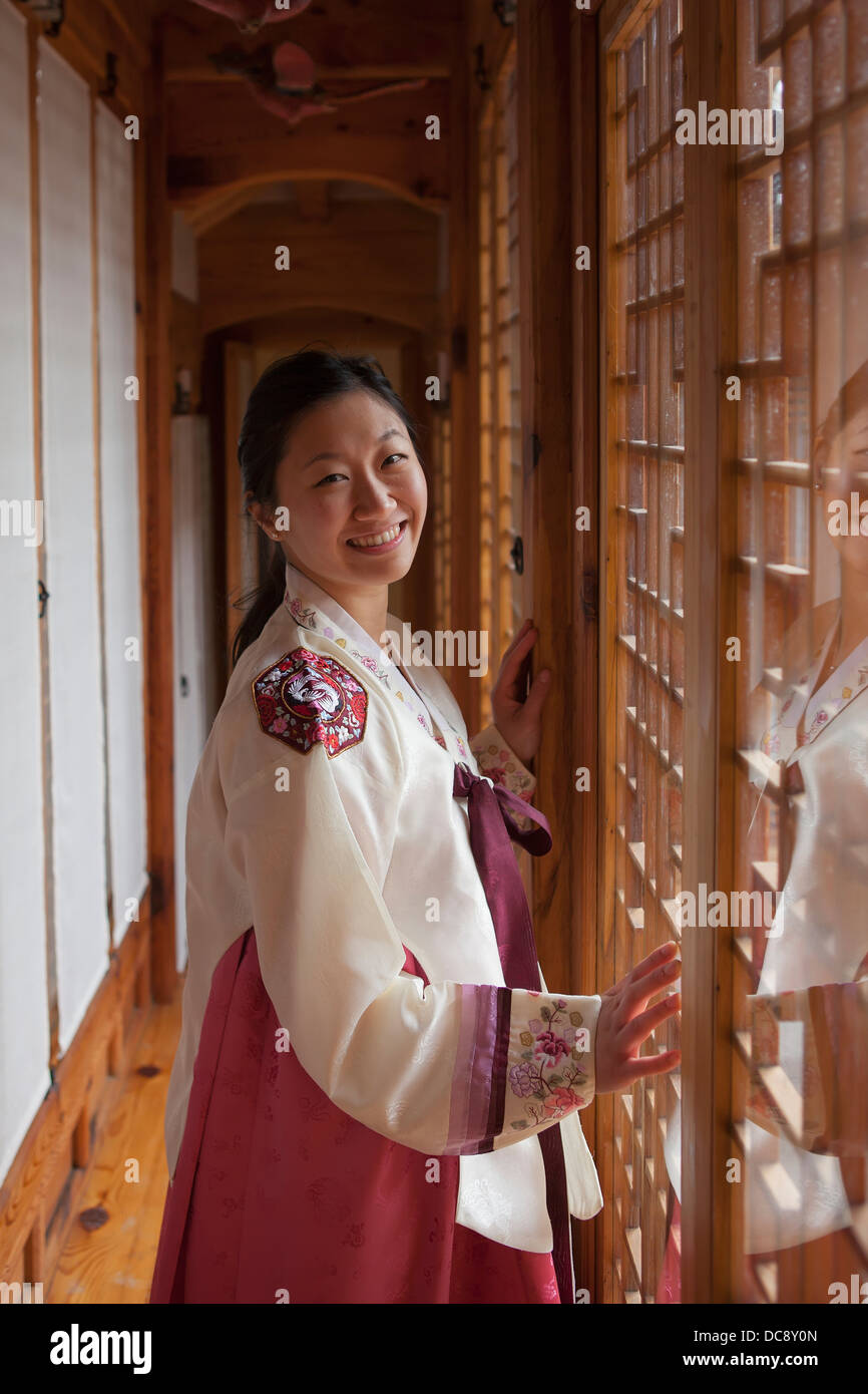 Wearing a lovely traditional Hanbok in Bokchon Hanok Village; Seoul ...