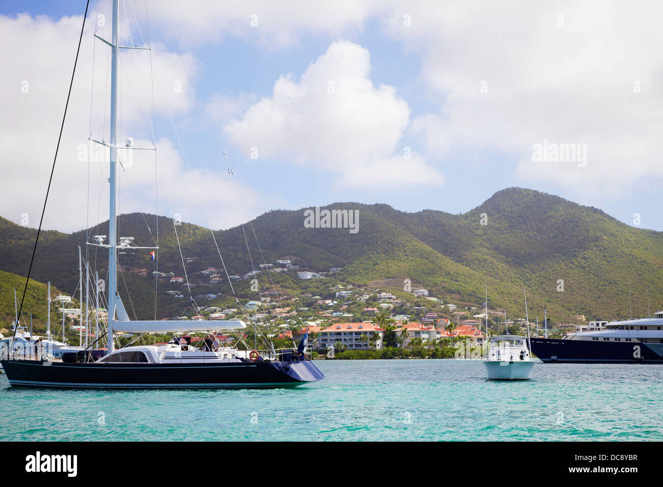 Boats in Simpson Bay Lagoon; Simpson Bay, St. Martin, French West ...