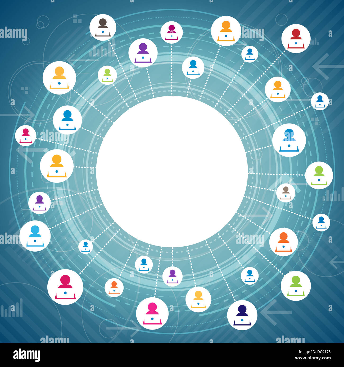 Vector illustration of global user network concept with circle blank ...