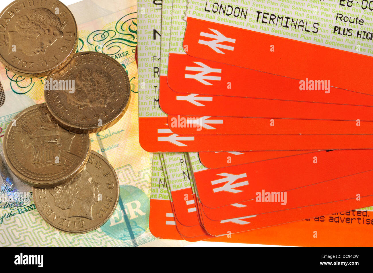British rail tickets and money Stock Photo - Alamy