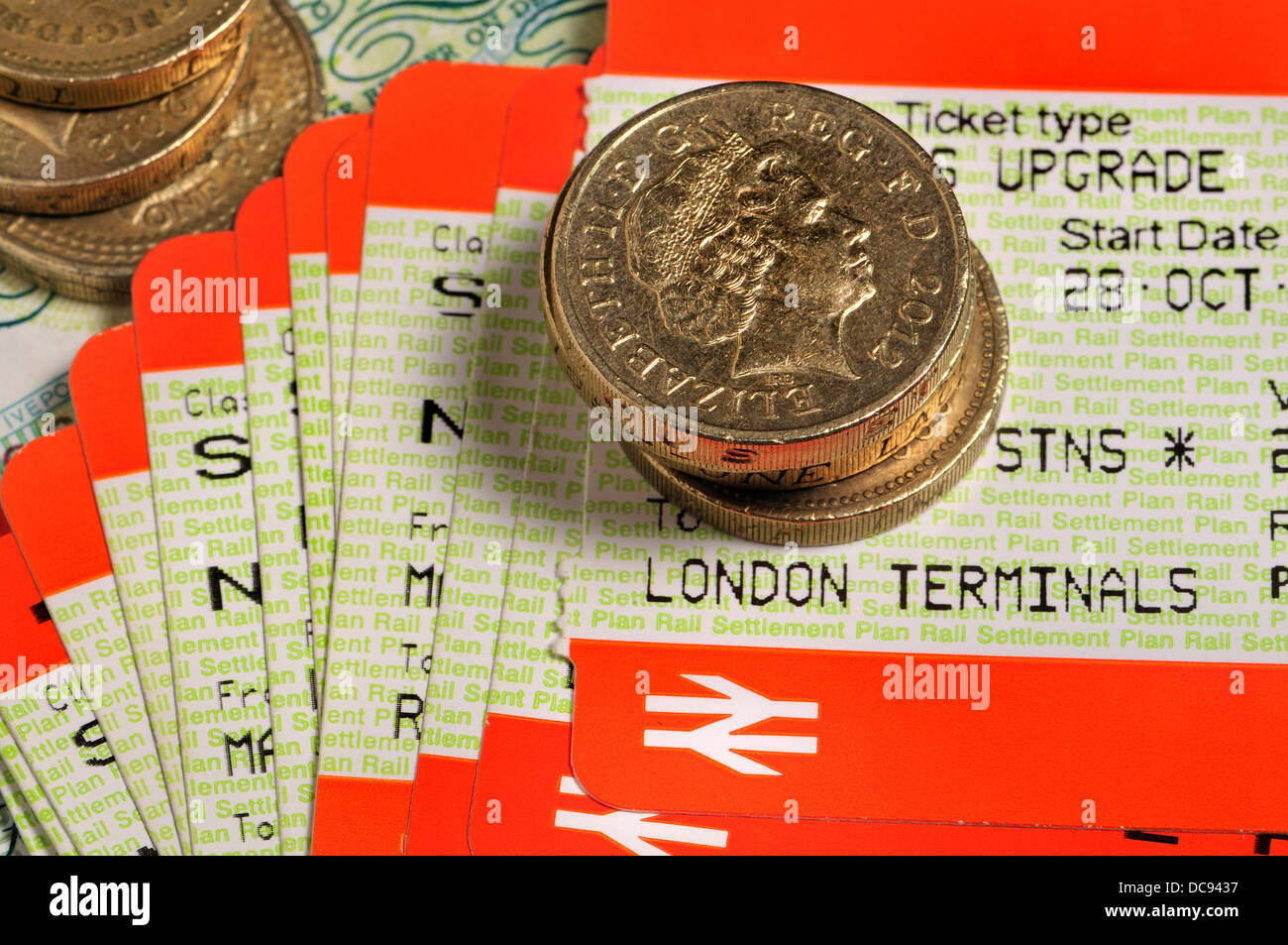British rail tickets and money Stock Photo - Alamy