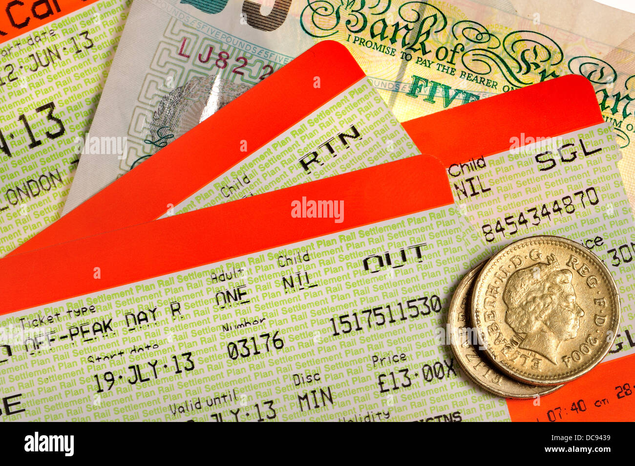 British rail tickets and money Stock Photo - Alamy