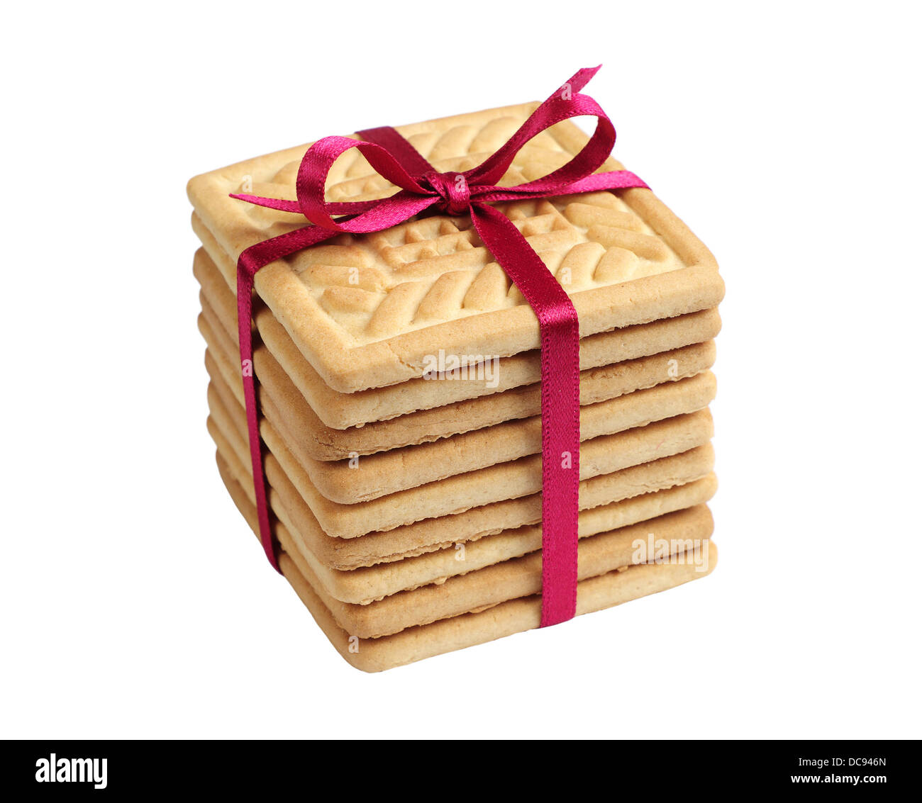 Cookies tied red ribbon isolated on white Stock Photo - Alamy