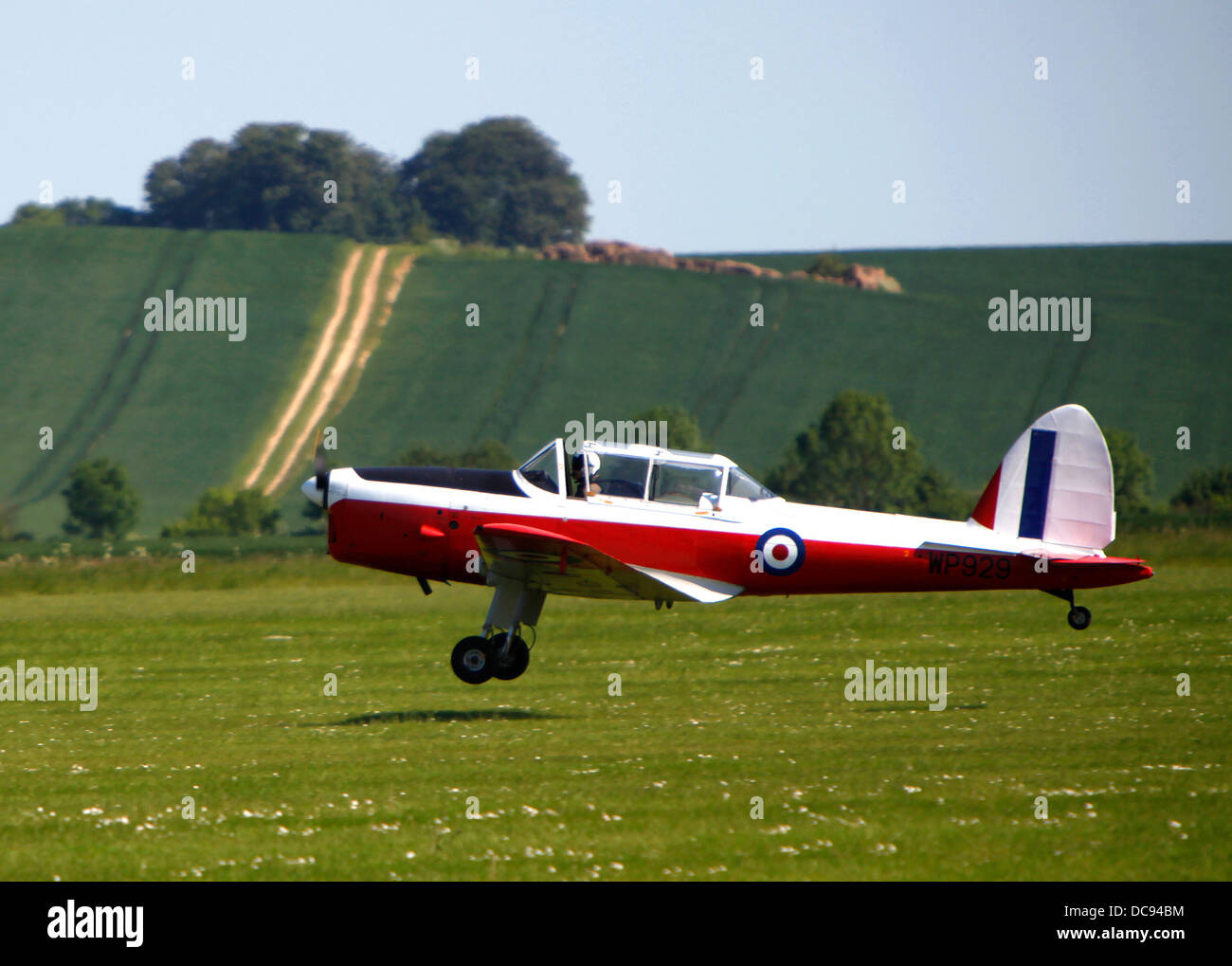 ex-raf tiger moth vintage training aircraft at duxford airfield, cambs ...