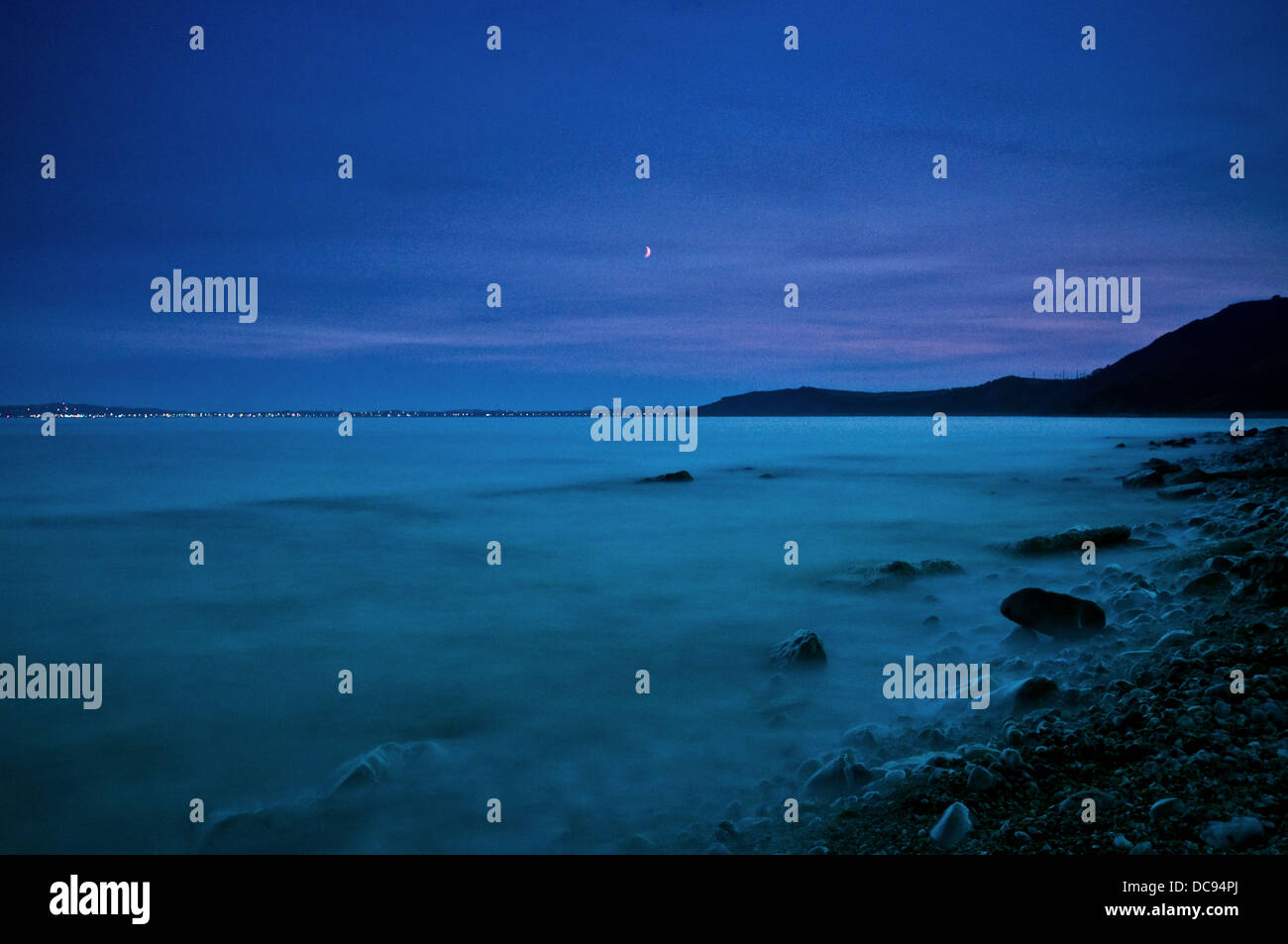 Westerly shot after sunset overlooking Weymouth Bay and Portland taken ...