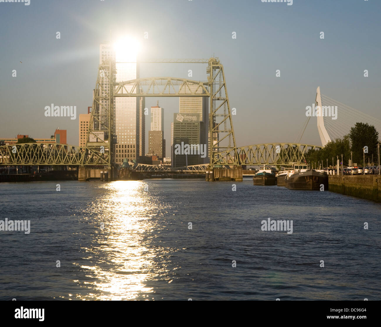 River Maas de Hef railway bridge Koningshaven Rotterdam Netherlands ...